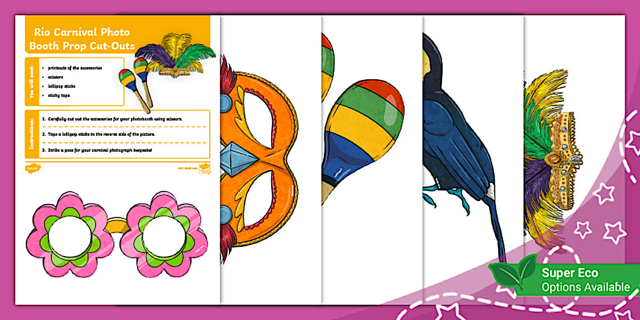 Rio Carnival Photo Booth Cut-Outs (teacher made) - Twinkl