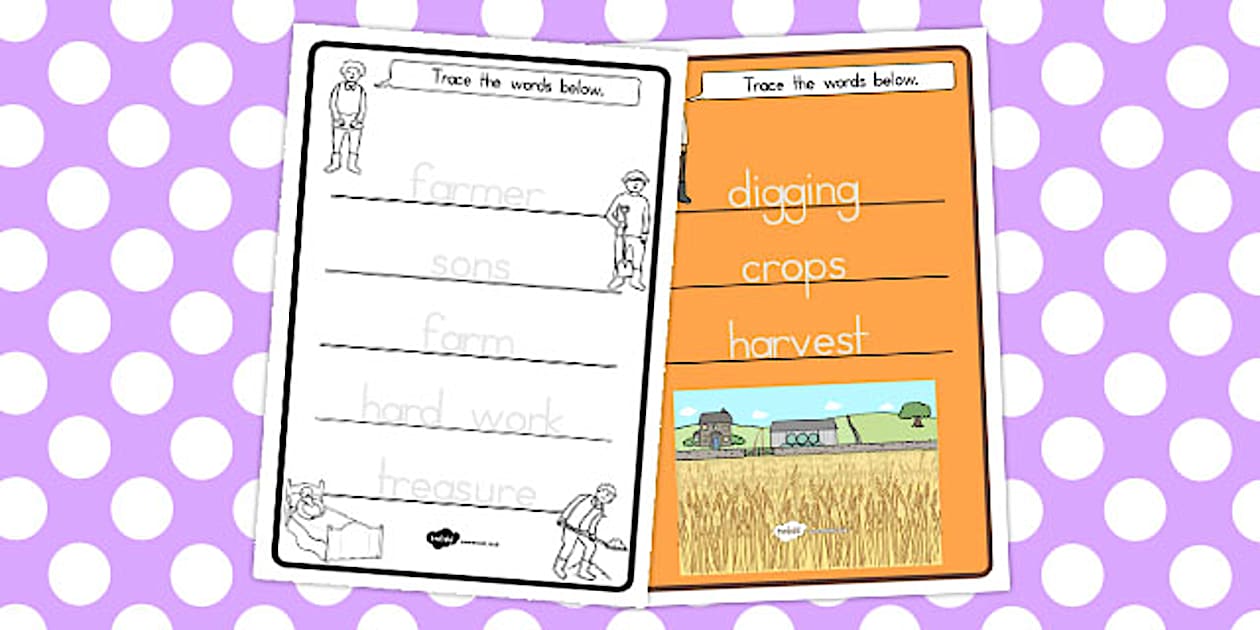 The Farmer and His Sons Trace the Words Worksheets - australia