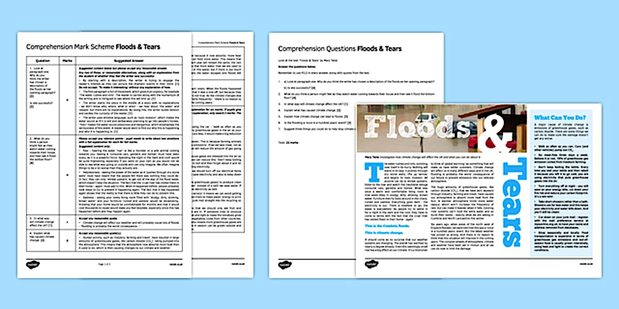 Floods Reading Comprehension | KS3 English | Beyond - Twinkl