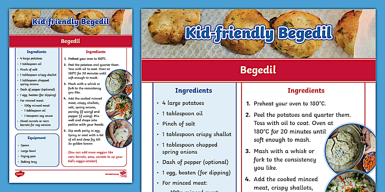 Singapore Kid-friendly Begedil Recipe (teacher made)
