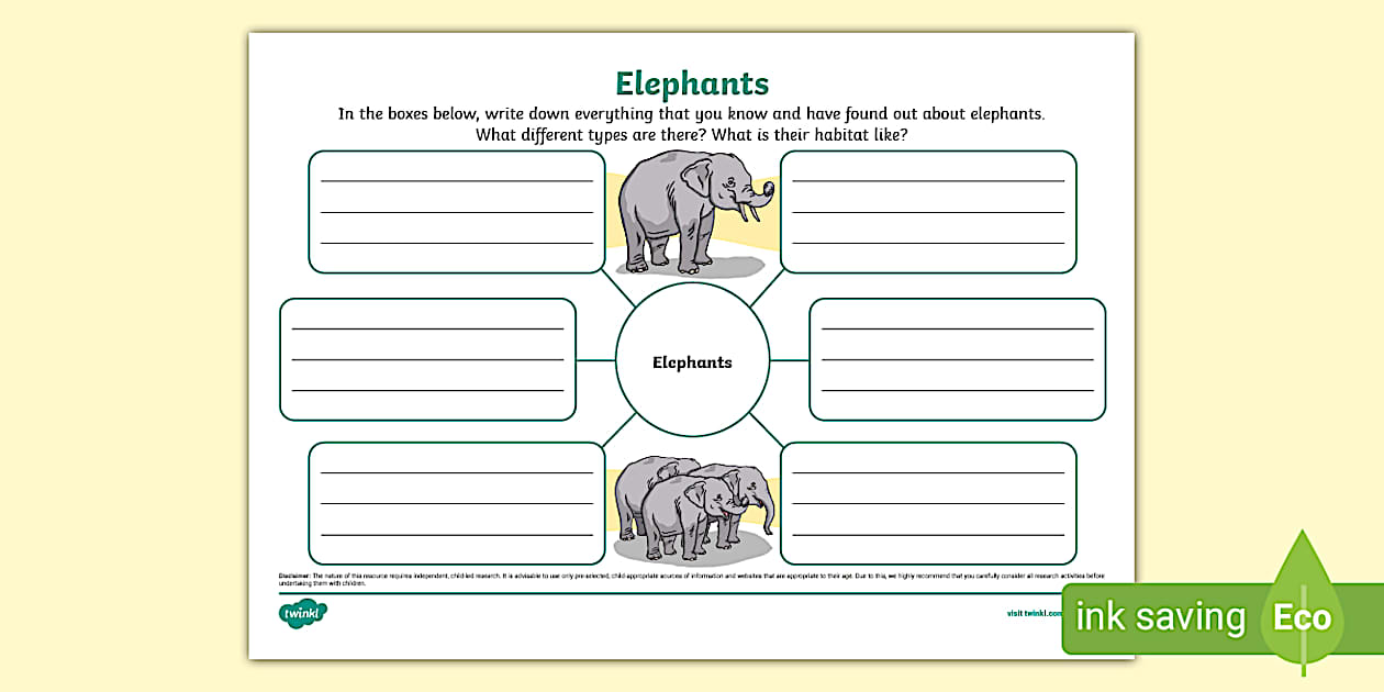 Elephant Mind Map (Lehrer gemacht) - Twinkl