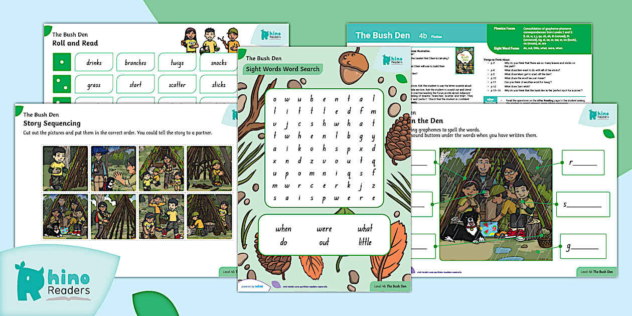 Level 4b 'The Bush Den' Guided Reading Pack | Twinkl