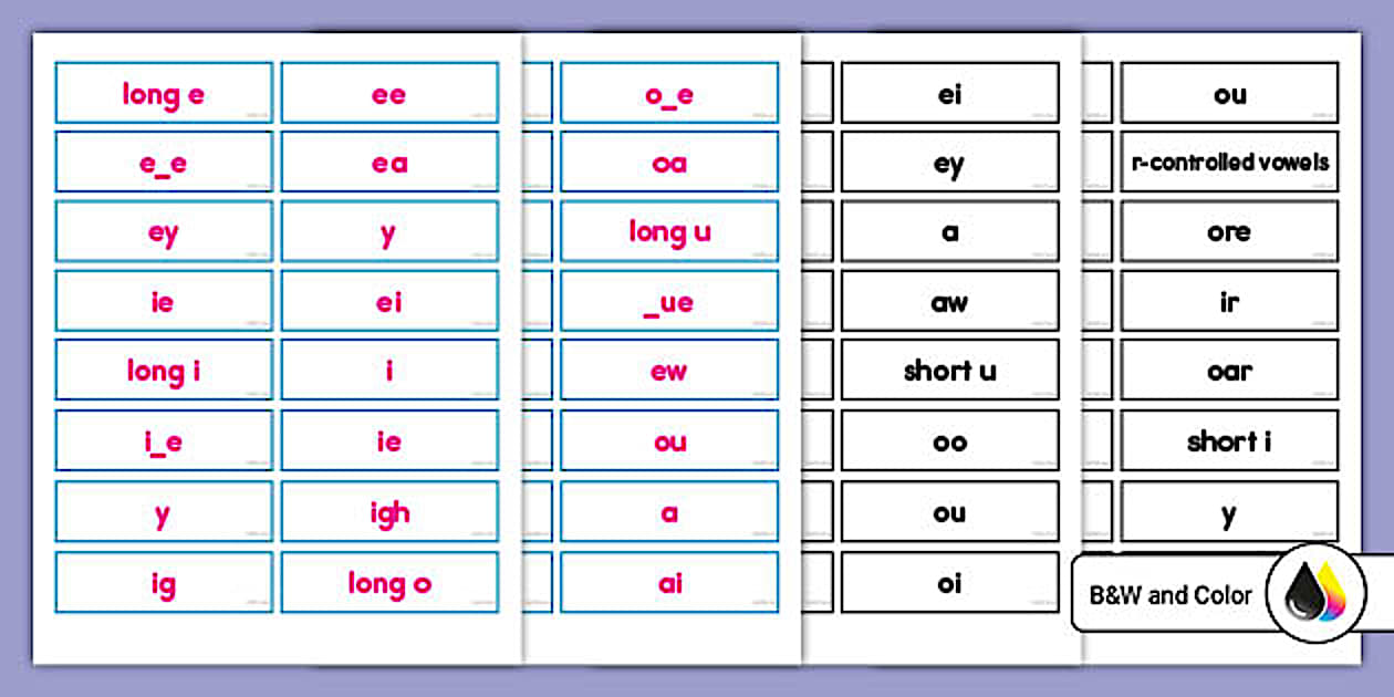 Sound Wall Vowel Spelling Pattern Cards (teacher made)
