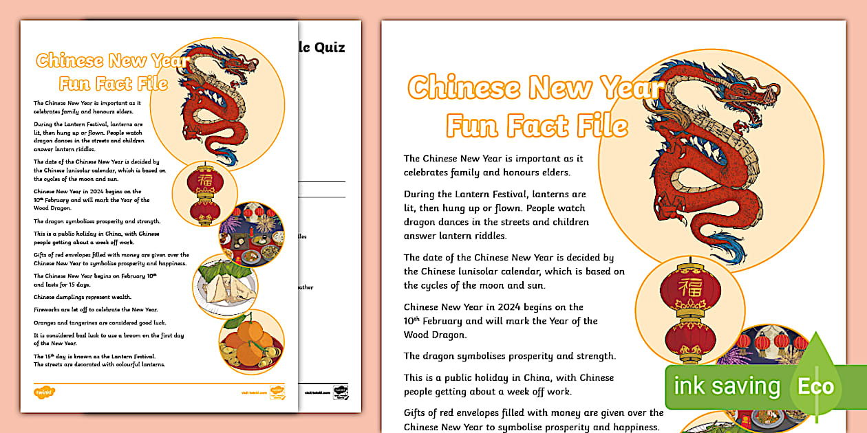 Chinese New Year Fun Fact File KS2 (Teacher-Made) - Twinkl