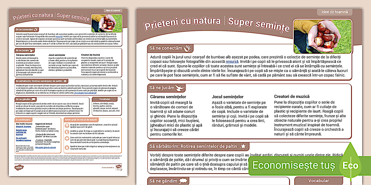 Prieteni cu natura: Super semințe – Idei de activități
