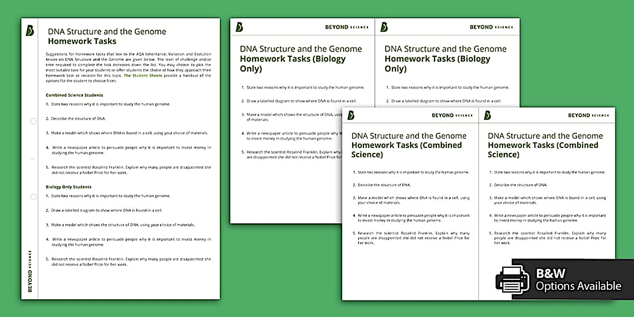 DNA Structure and the Genome Homework and Revision Tasks