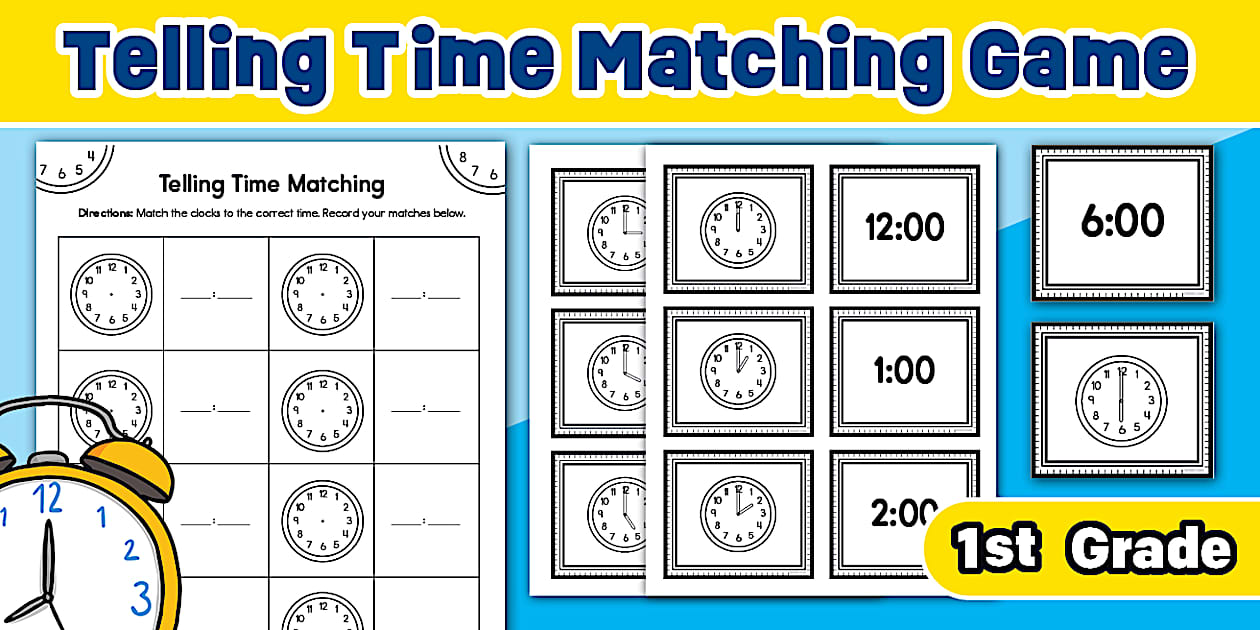 Telling Time to the Hour and Half-Hour Matching Game