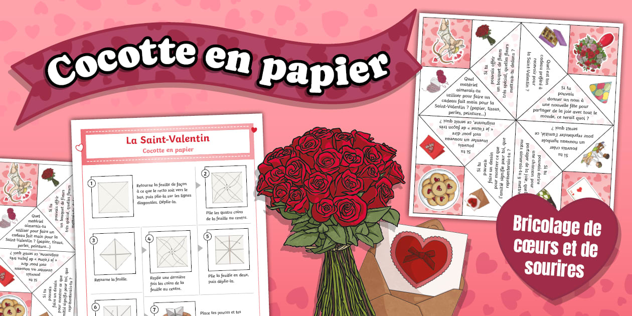 Cocotte en papier : La Saint-Valentin - Twinkl