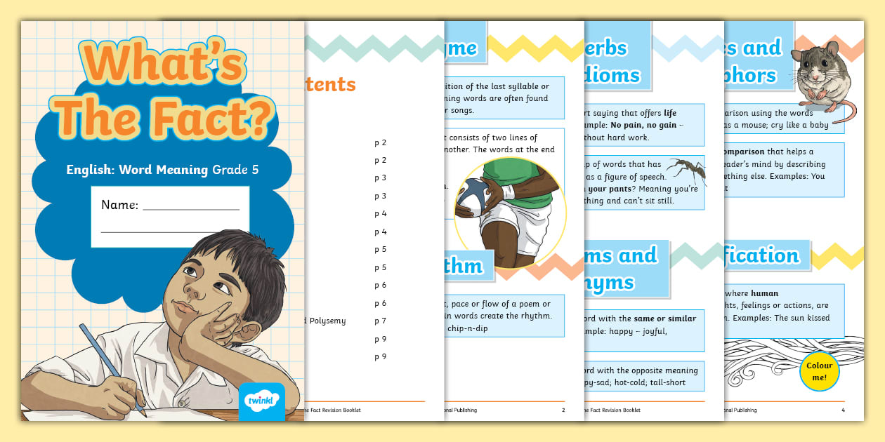 Gr 5 Eng: What's the Fact? Word Meaning Revision Booklet