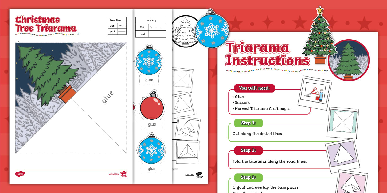 Christmas Tree Triarama Craft - Twinkl