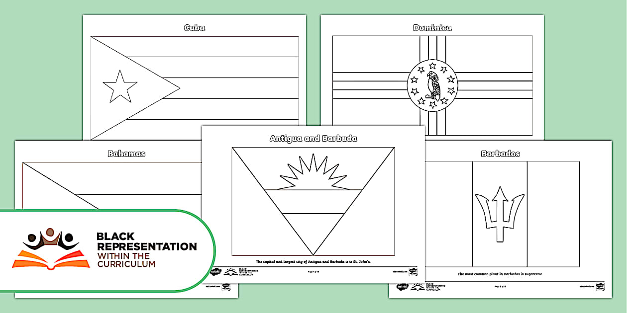 KS2 Caribbean Flag Colouring Sheets (teacher made) - Twinkl