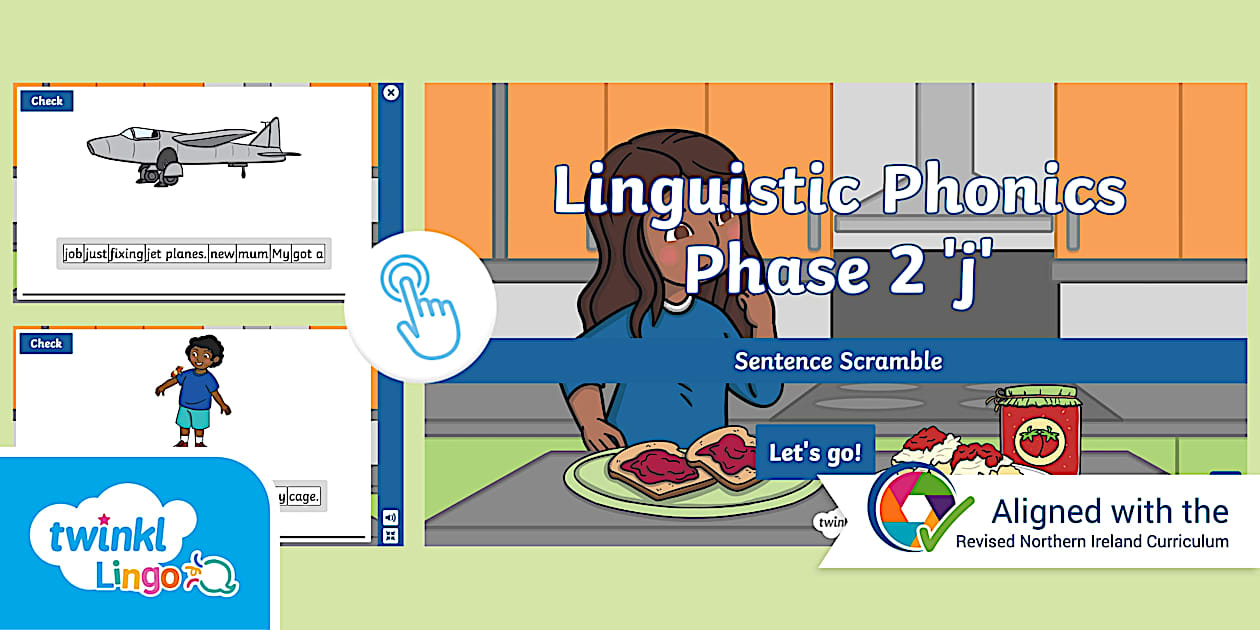Linguistic Phonics Phase 2 'j' Sentence Scramble Activity