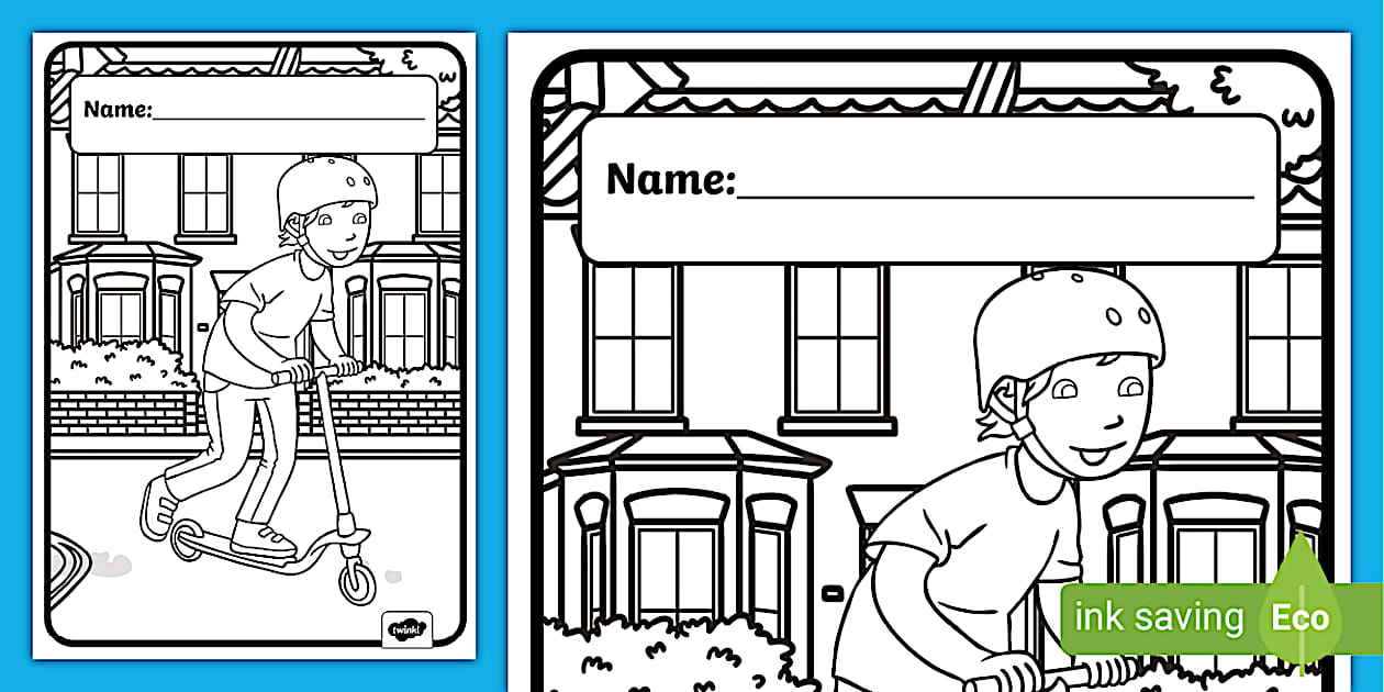Scooter Colouring Book Cover | Twinkl | Book Covers | KS1