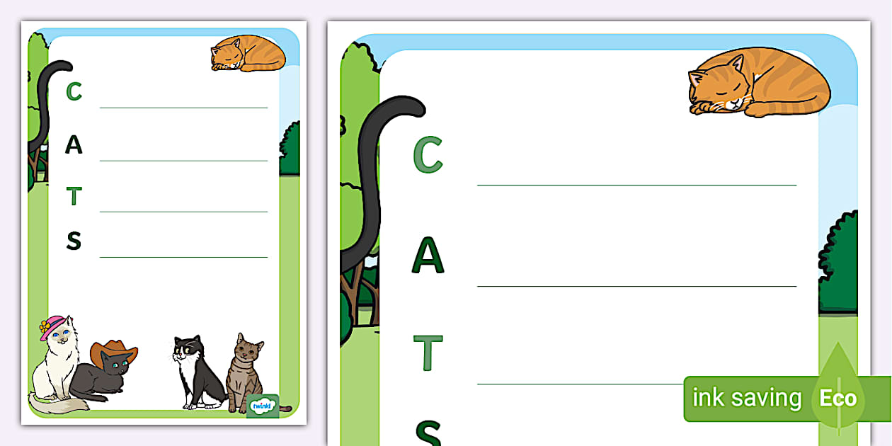 Cats Acrostic Poem Template (teacher made) - Twinkl