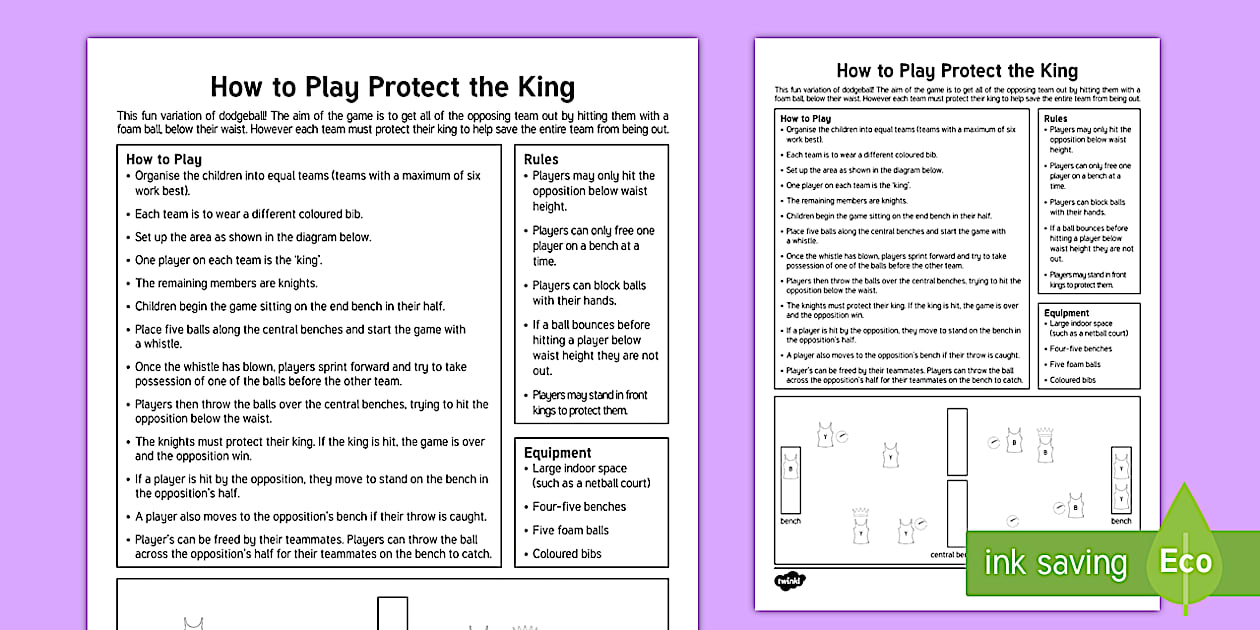 Editable How to Play Protect the King Adult Guidance