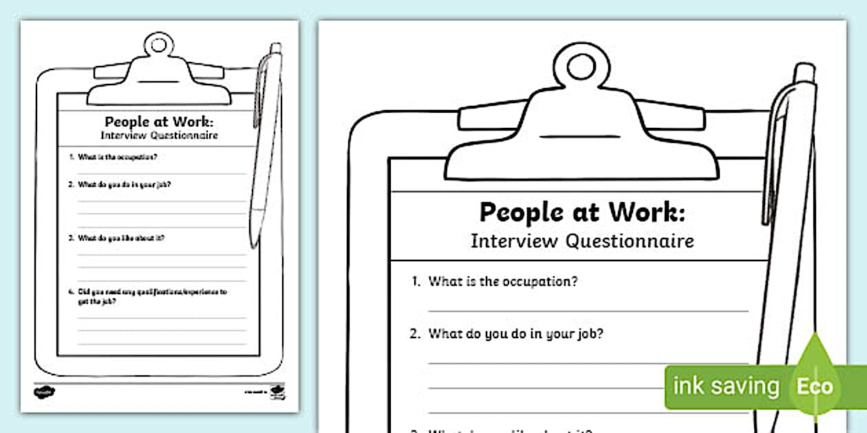 Editable People at Work Interview Questionnaire - Twinkl
