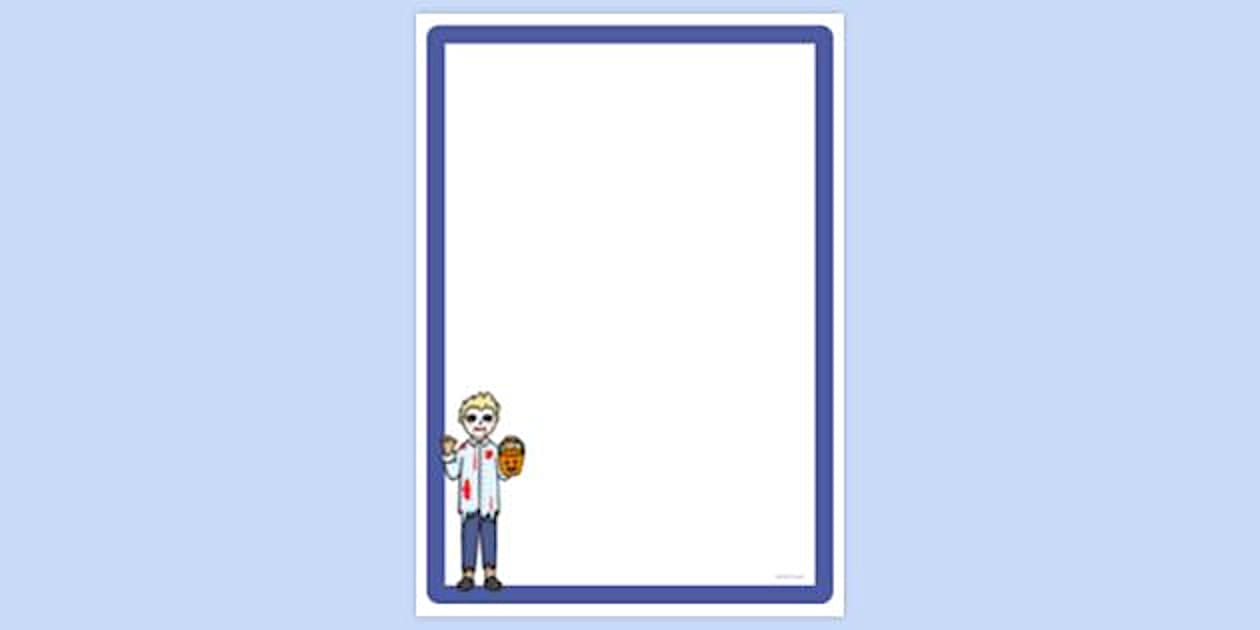 Simple Blank Child Dressed as Zombie Page Border | Printable