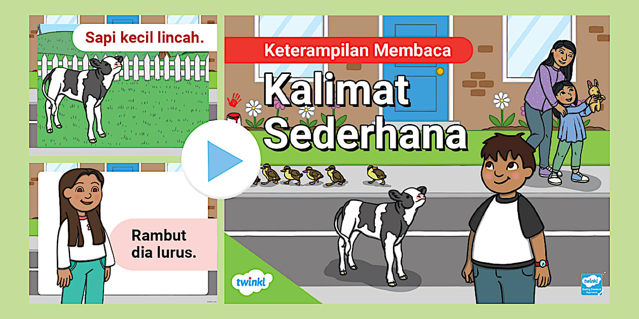 PowerPoint Membaca Kalimat Sederhana 3 Kata - Twinkl