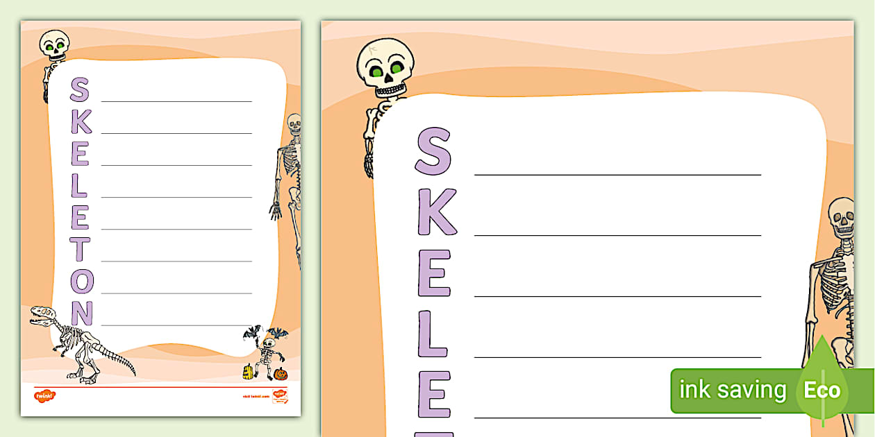 Acrostic Skeleton Poem Template - Twinkl KS1 Resources