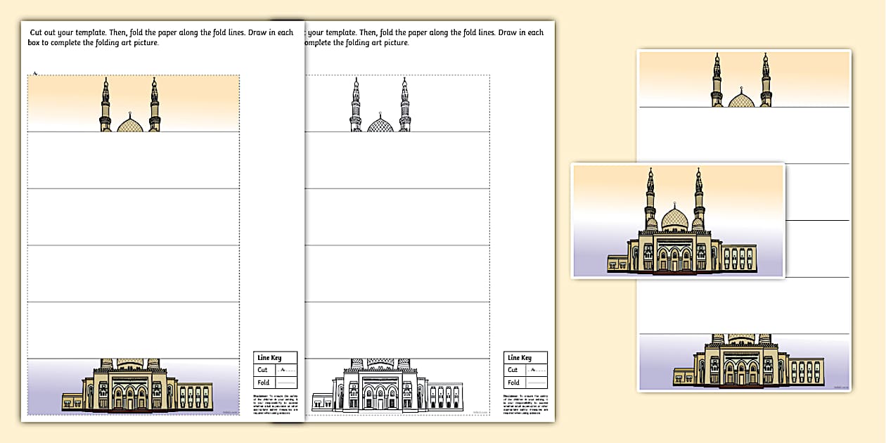 Mosque Folding Art Template (teacher made) - Twinkl