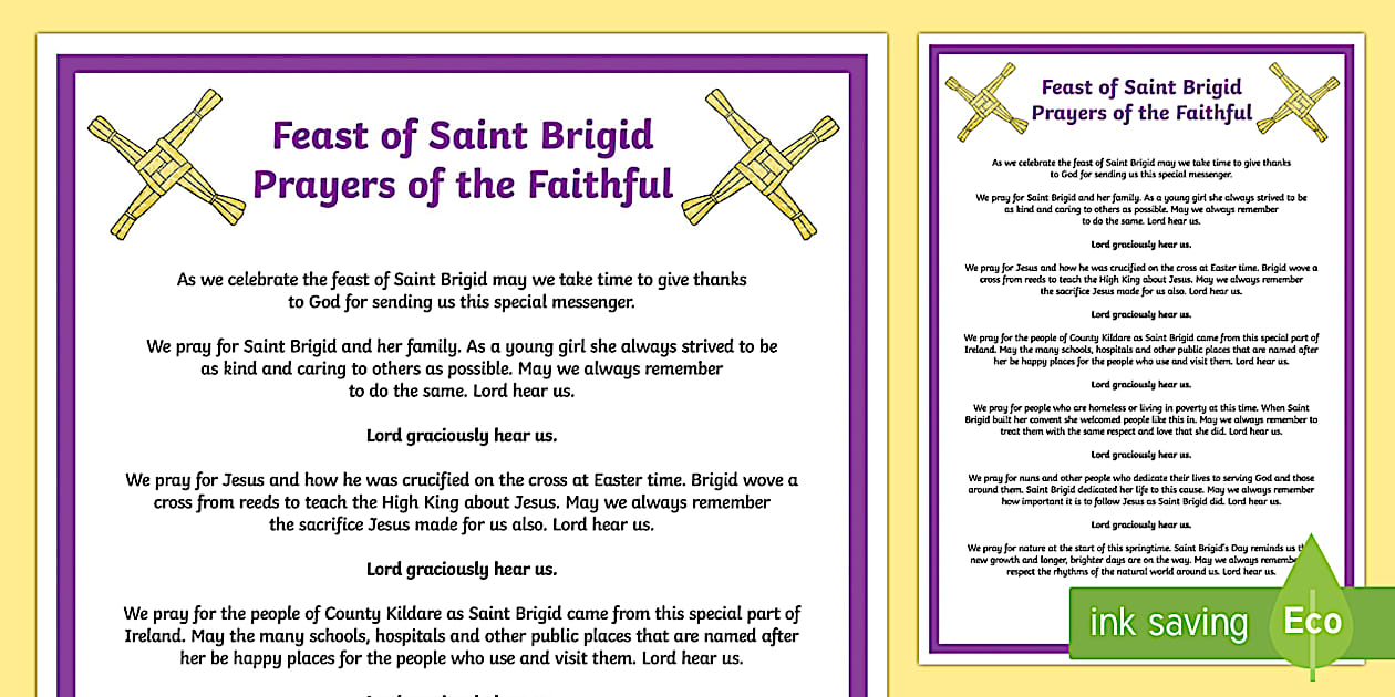 St Brigid prayer of the faithful | Sheet | Easy to print