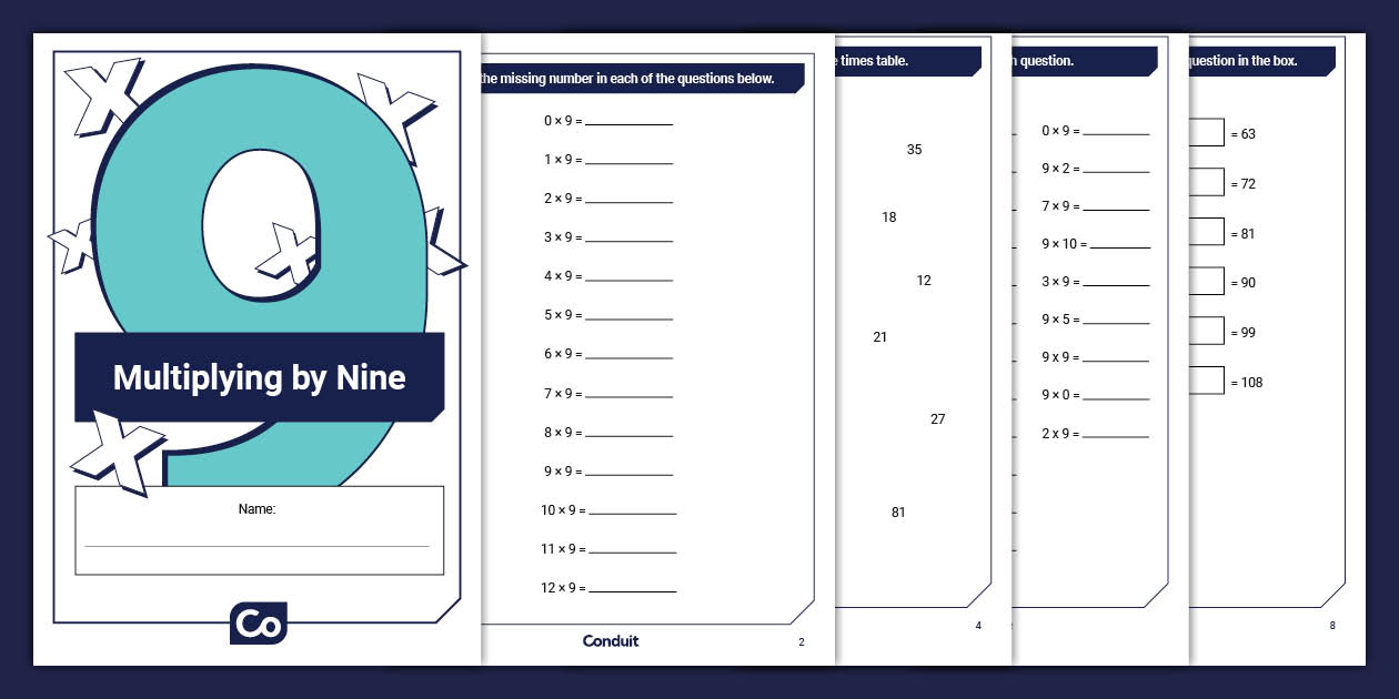 Reinforcing Number: Multiplying By 9 Activity Booklet