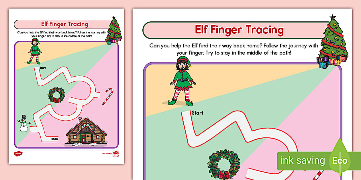 Elf Finger Tracing Activity (Teacher-Made) - Twinkl