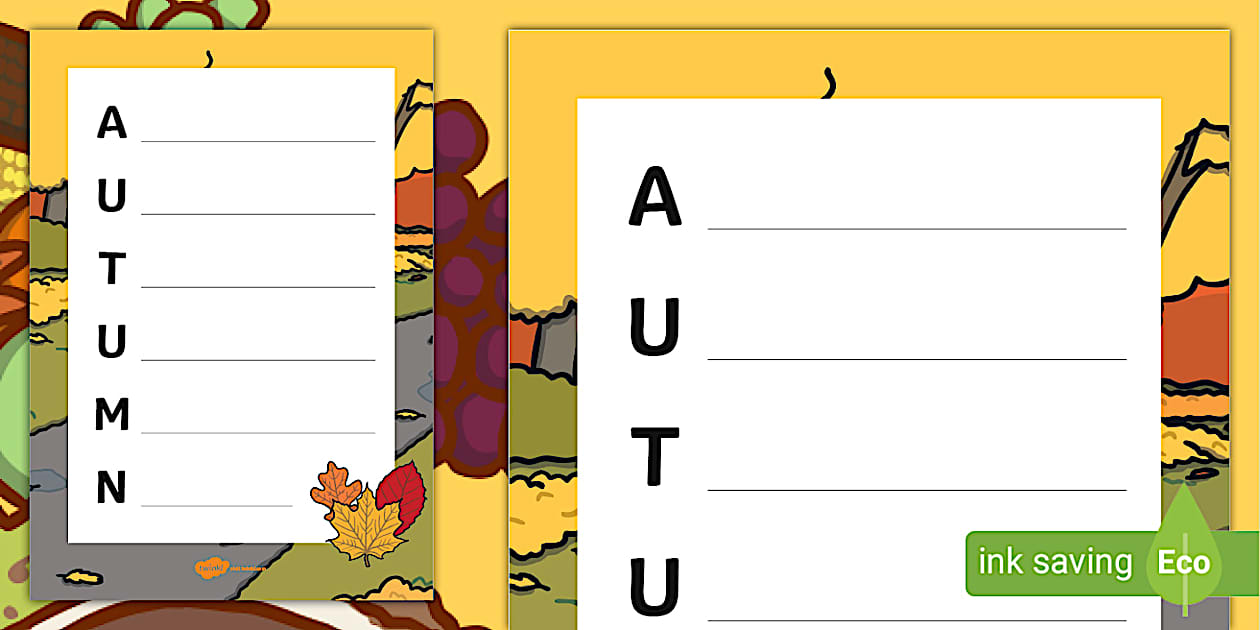 Autumn Acrostic Poem Template - KS1 - English Resources