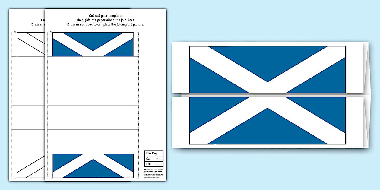 Scotland Flag Folding Art Template (Teacher-Made) - Twinkl