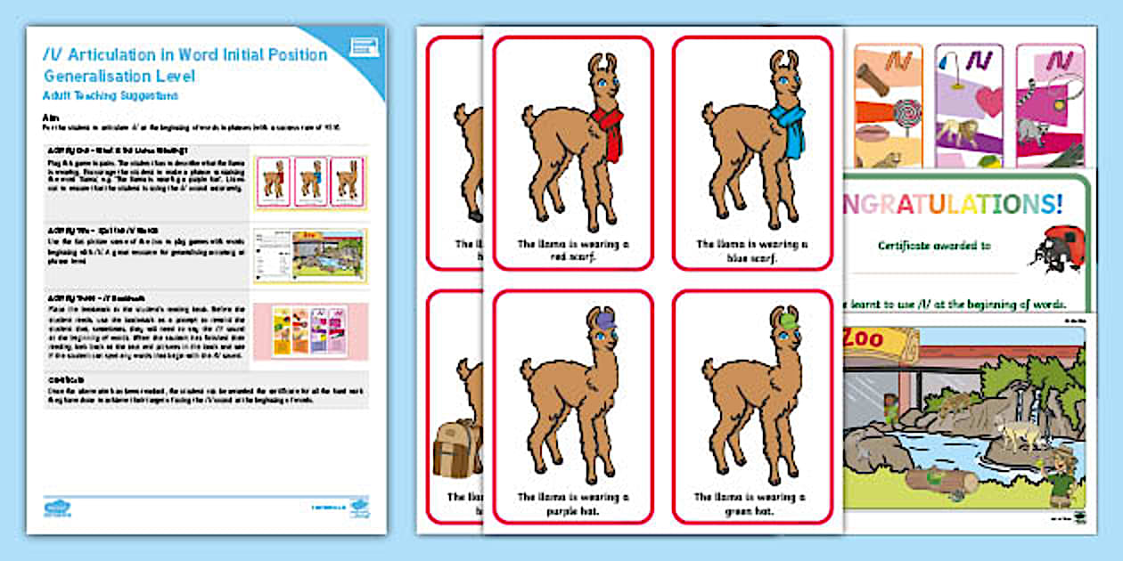 /l/ Articulation in Word Initial Position Generalisation Activity Pack