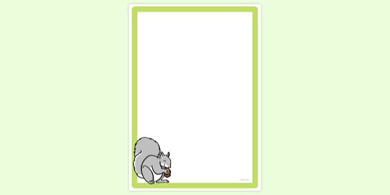 Simple Blank Squirrel Eating An Acorn Page Border | Twinkl