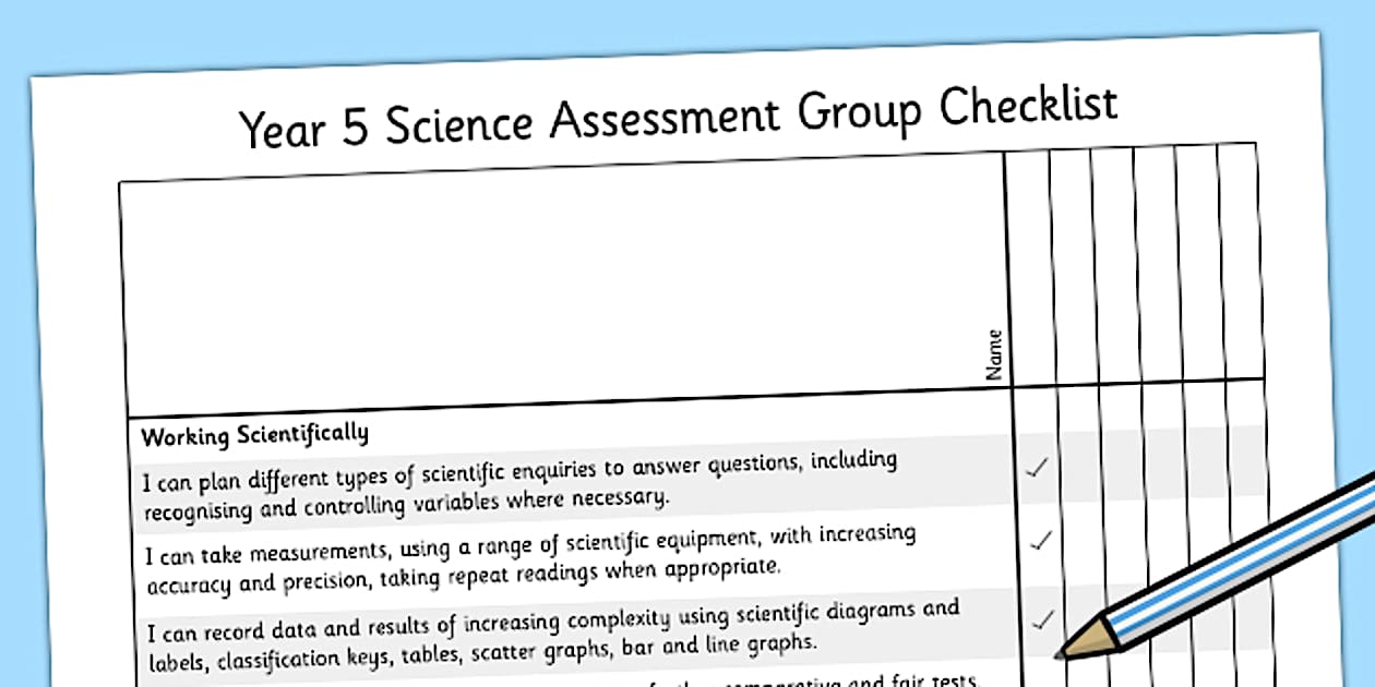 2014 National Curriculum Year 5 Science Assessment Group Checklist - target