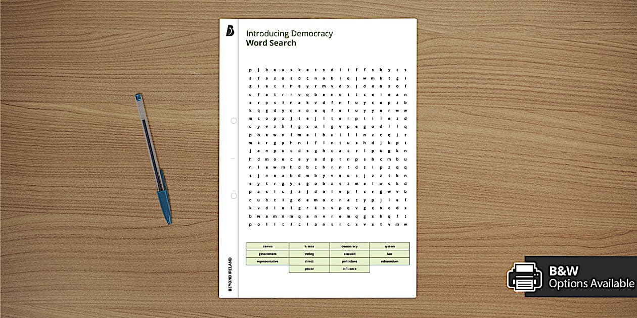 Introducing Democracy Word Search (teacher made) - Twinkl