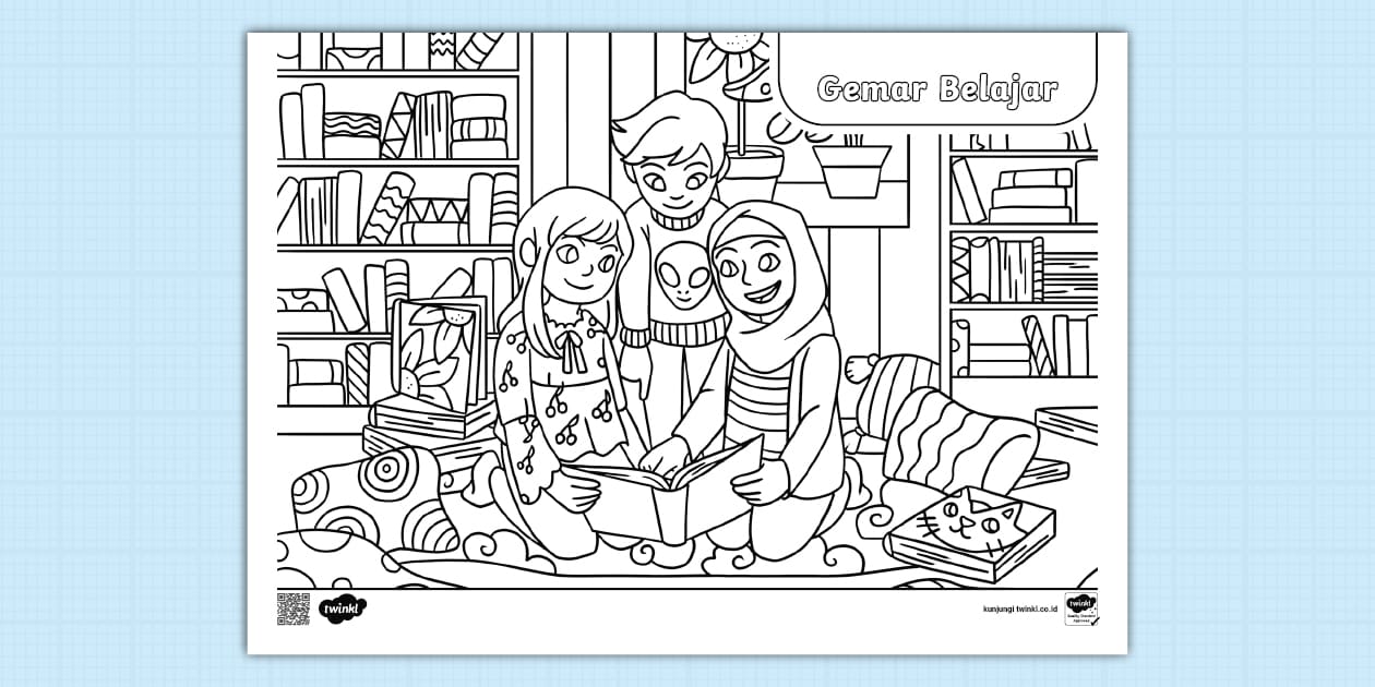 Mewarnai 7 Kebiasaan Anak Indonesia Hebat: Gemar Belajar