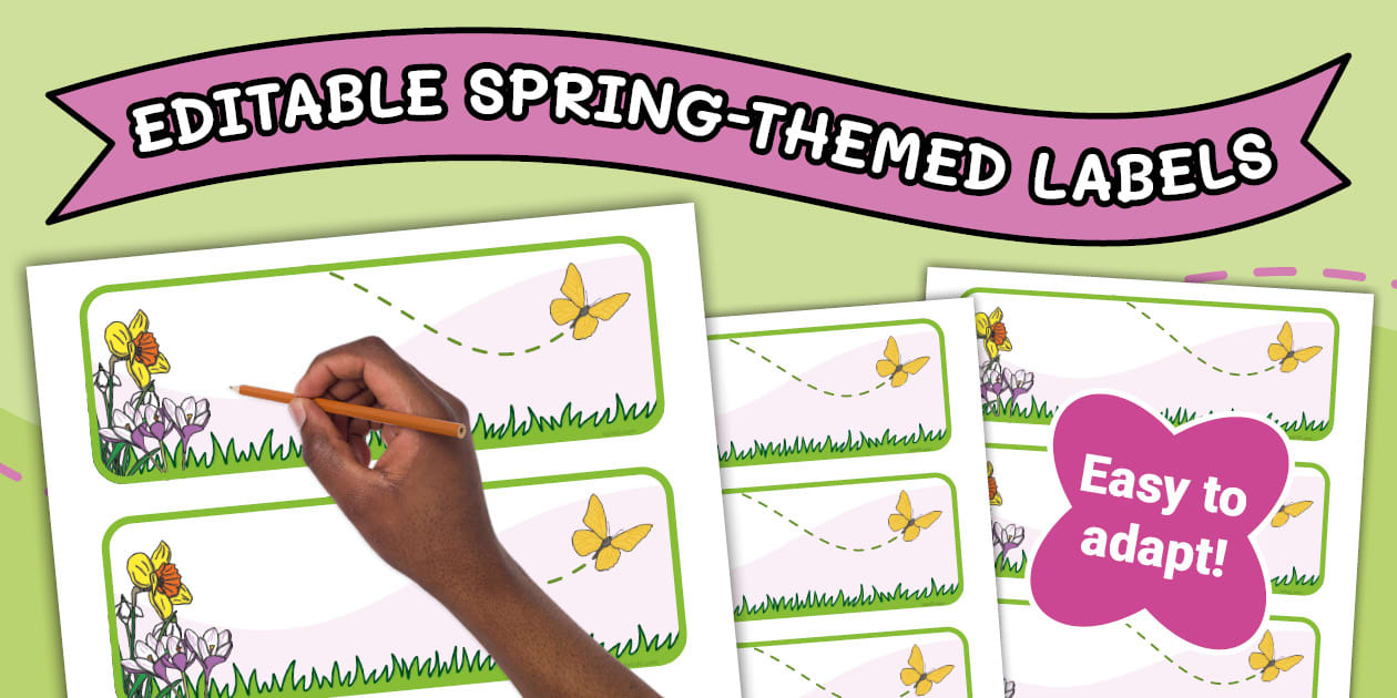 Spring Themed Editable Labels