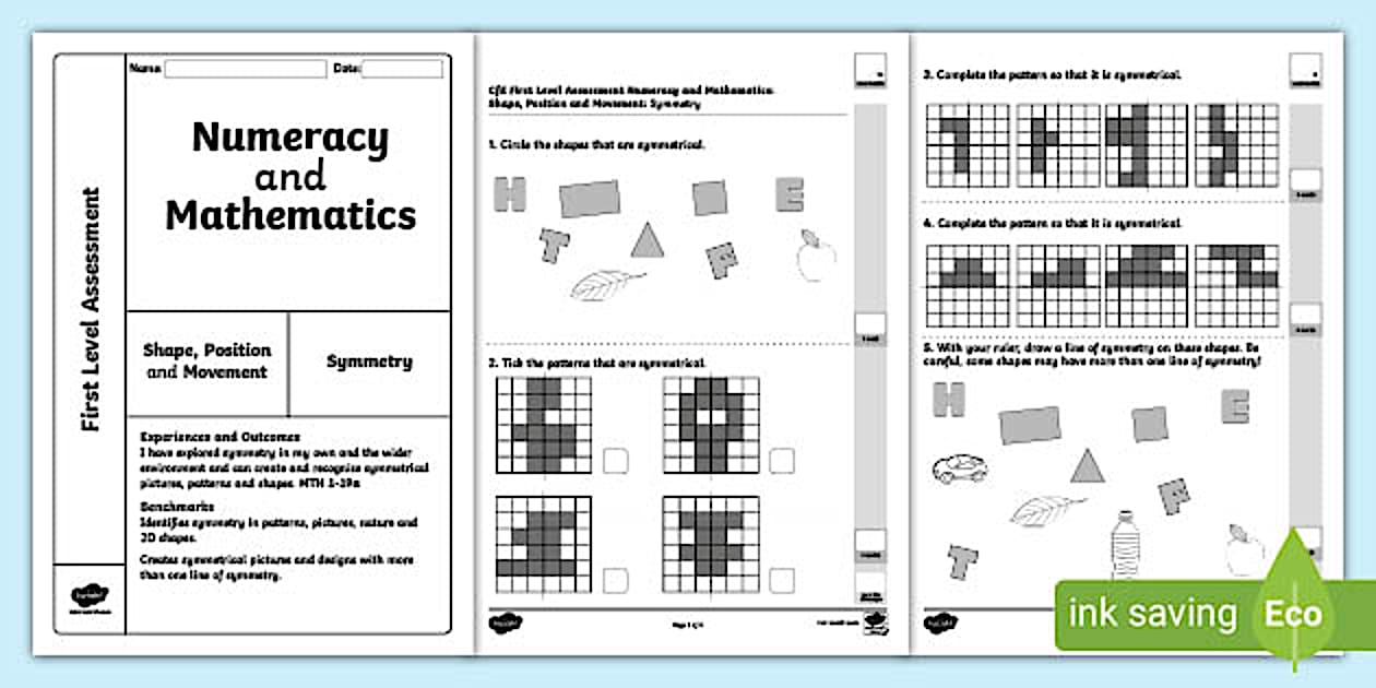 First Level Numeracy and Mathematics Assessment - Symmetry