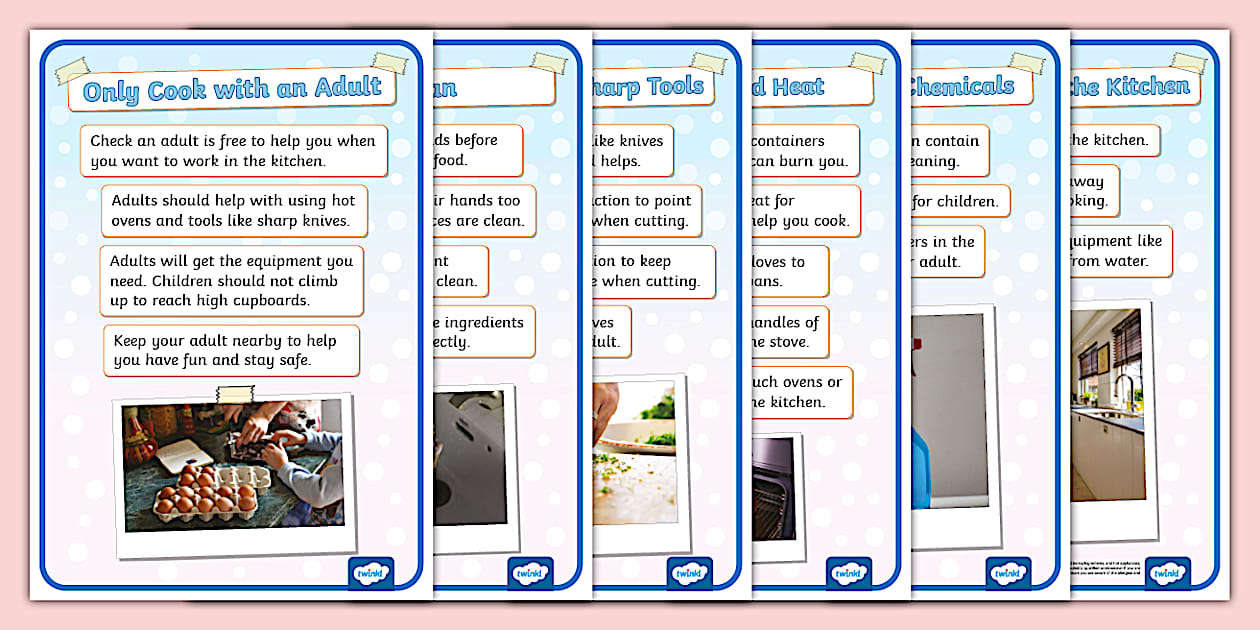 Kitchen Safety Posters - KS1 (teacher made) - Twinkl