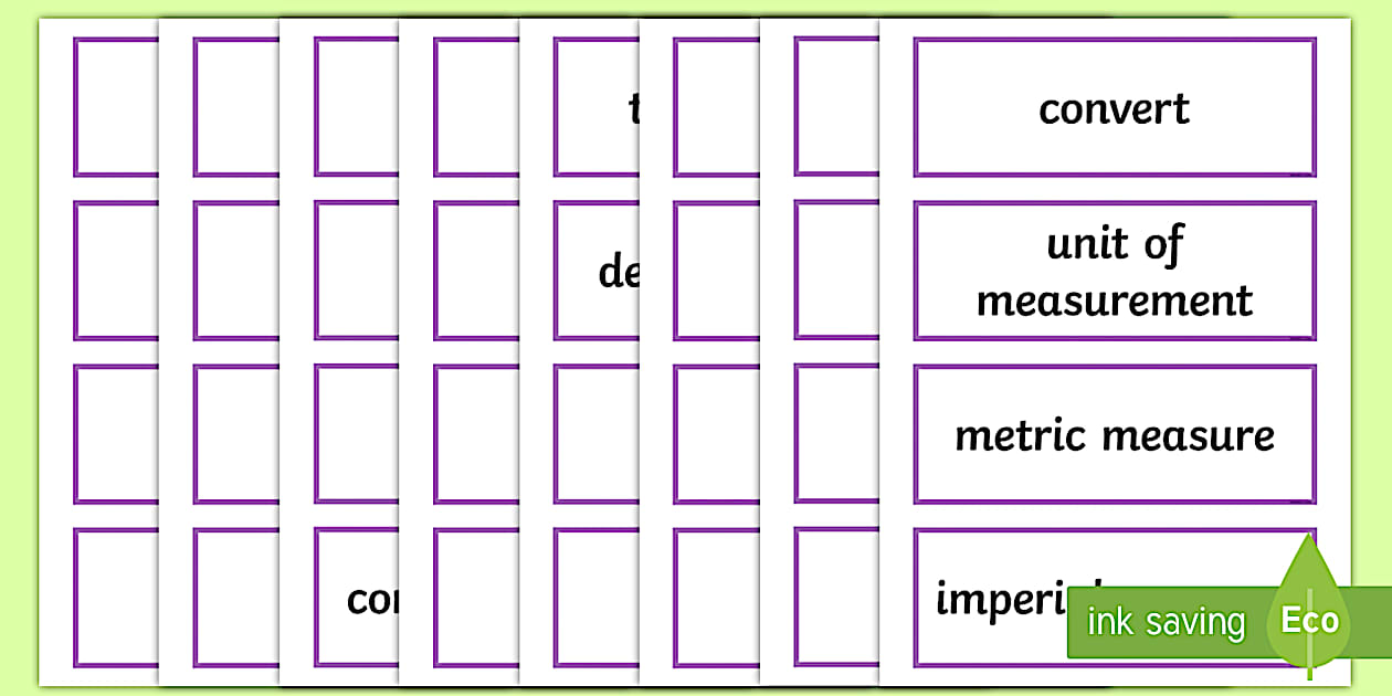 UKS2 Measurement Key Word Cards (Teacher-Made) - Twinkl