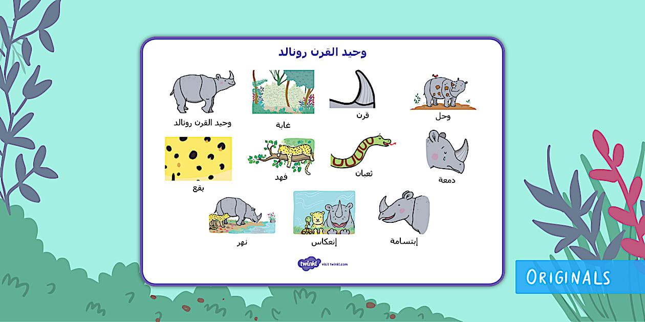 Ronald the Rhino Word Mat Arabic/English (Teacher-Made)