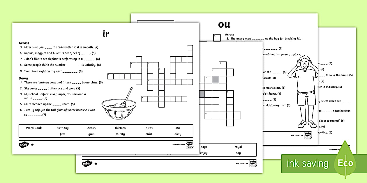 Crossword Puzzles for Kids | Phonics Resources - Digraphs
