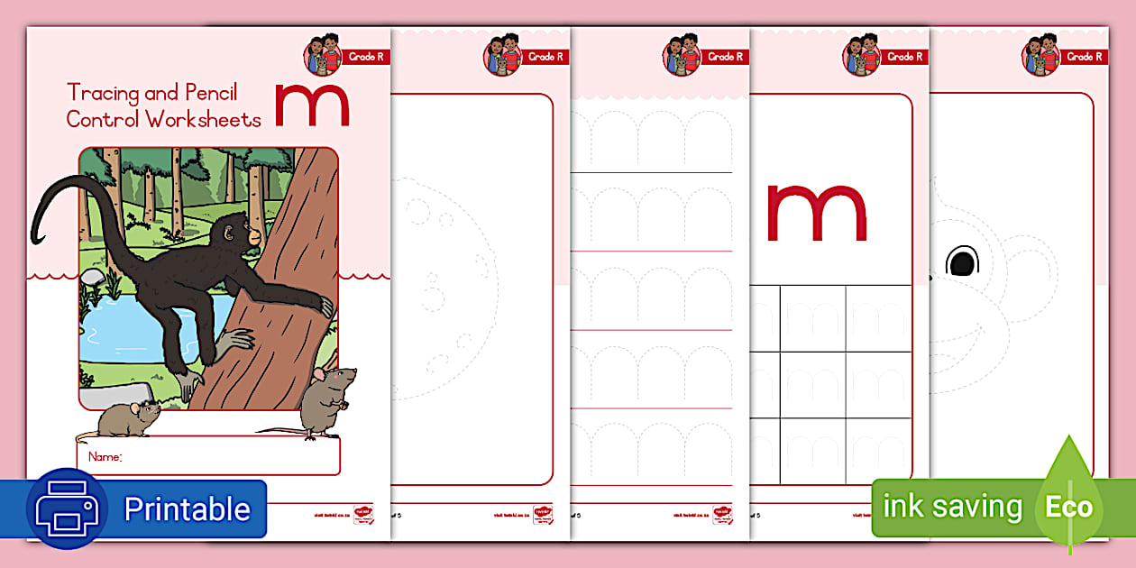 Gr. R Phonics Letter M Tracing and Pencil Control Worksheets