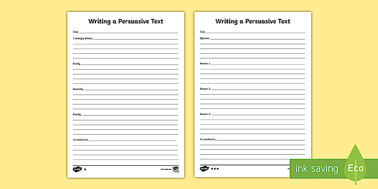 Planning Template for Persuasive Writing – Twinkl - Twinkl