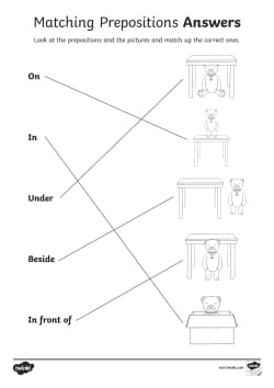 Matching Prepositions Worksheet / Worksheet (teacher made)