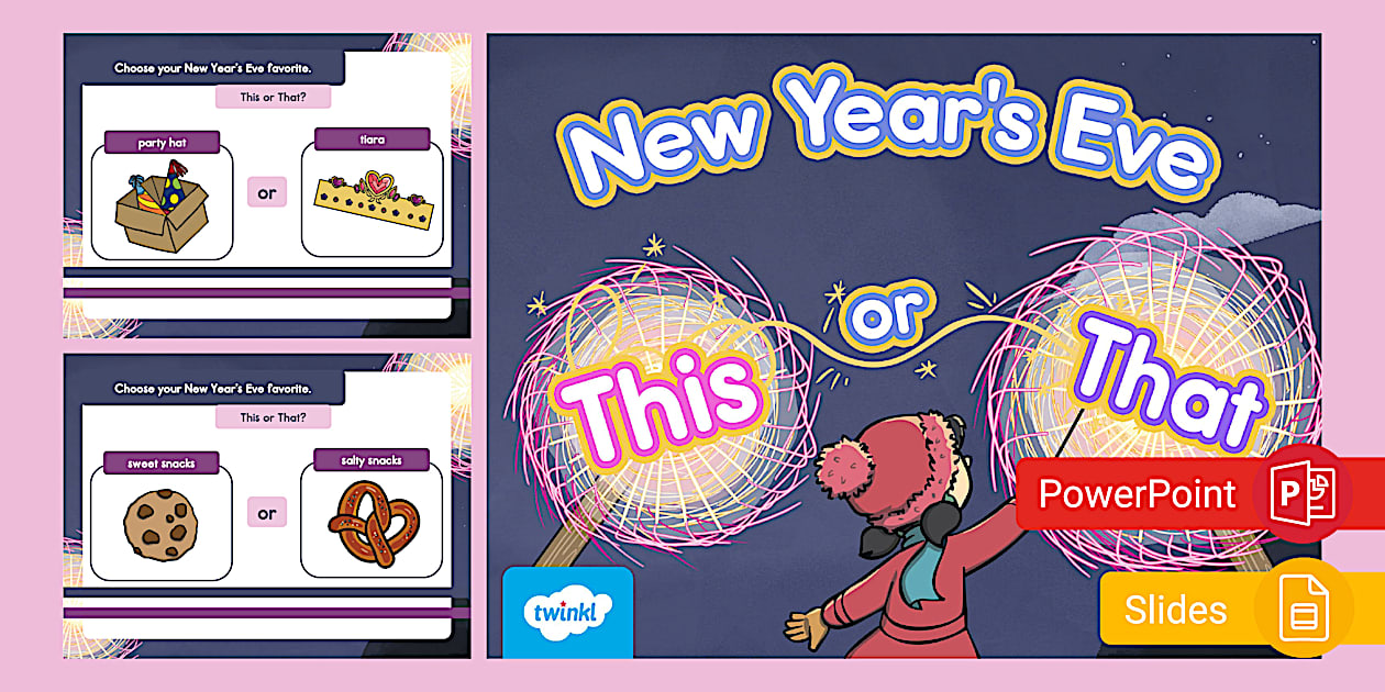 New Year's Eve This or That PowerPoint & Google Slides Game
