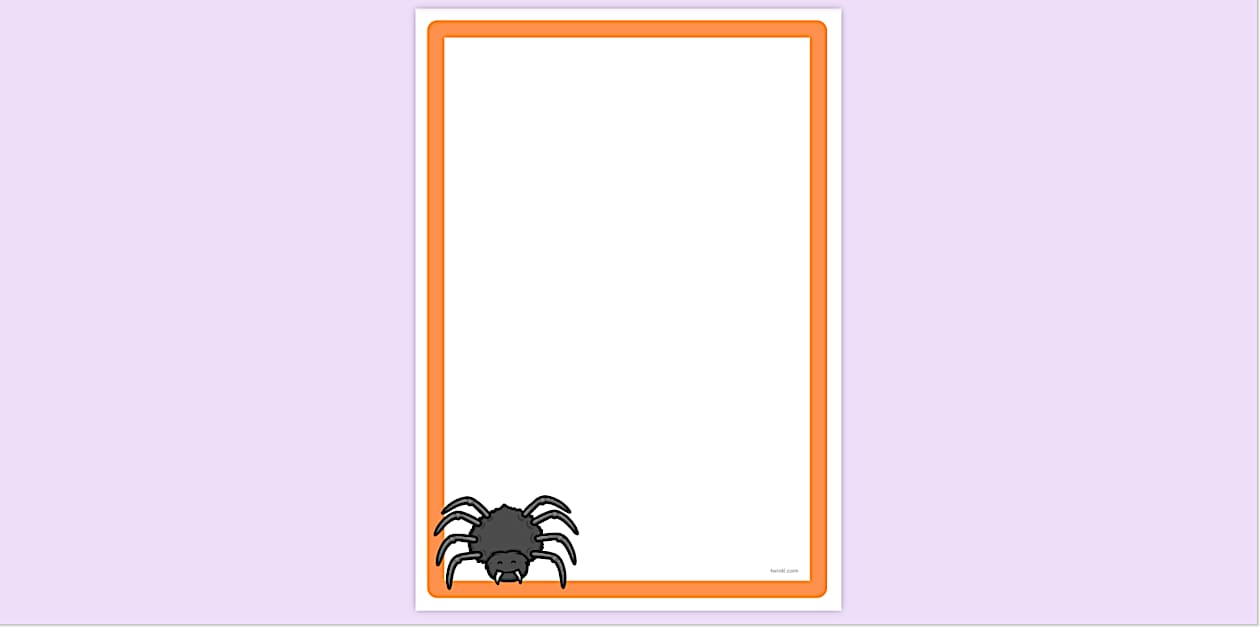 Simple Blank Big Spider Page Border | Page Borders | Twinkl