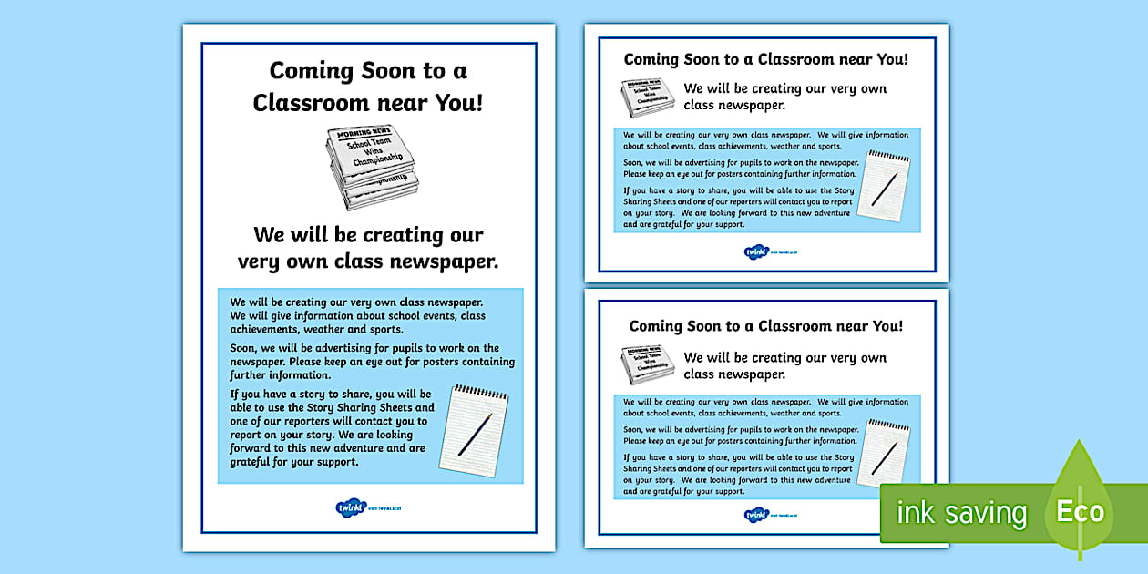 Class Newspaper Information Letter (teacher made) - Twinkl