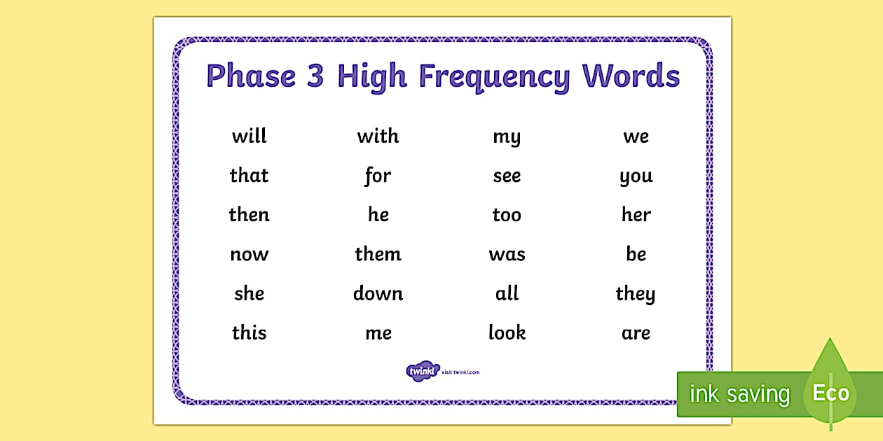 Middle East Phase 3 High Frequency Word Mat - Twinkl