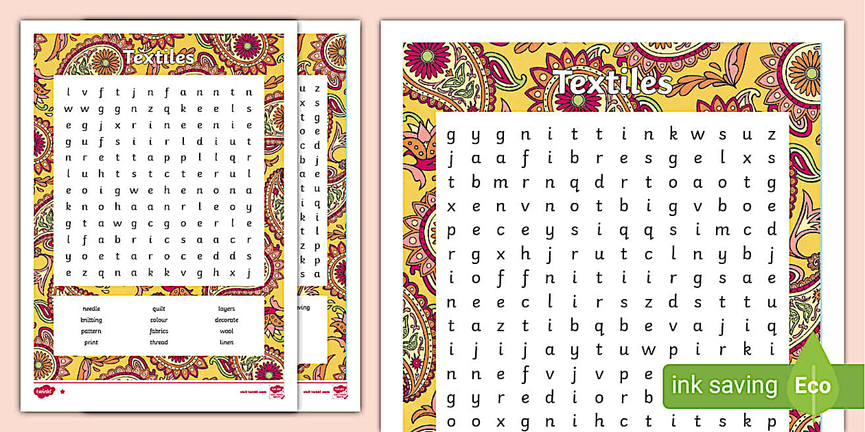 Textiles Word Search (teacher made) - Twinkl