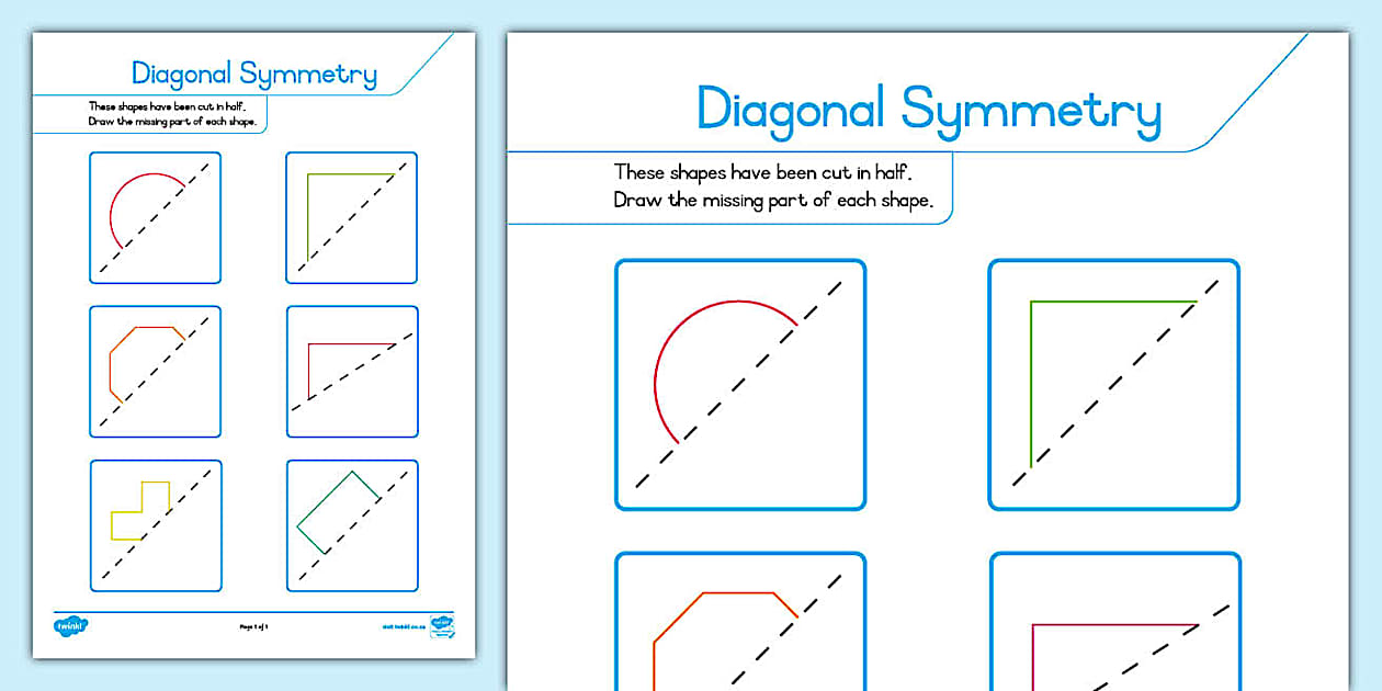 Grade R - Activity Sheet - Diagonal Lines of Symmetry