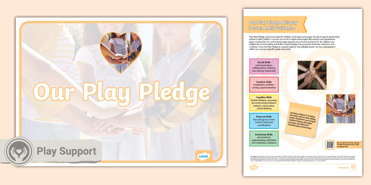Our Play Pledge Editable Display Poster (teacher made)